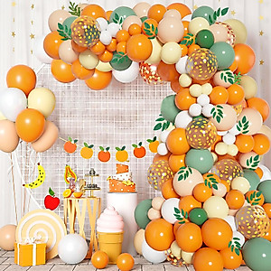 154PCS Little Cutie Baby Shower Balloon Boxes Decorations,Orange Balloon Garland Arch Kit with A Little Cutie is on the Way Backdrop, Baby Boxes with Letters for Orange Baby Shower Decorations