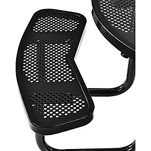 Global Industrial 46" Round Perforated Metal Outdoor Picnic Table, 84" W x 84" D Overall, Black