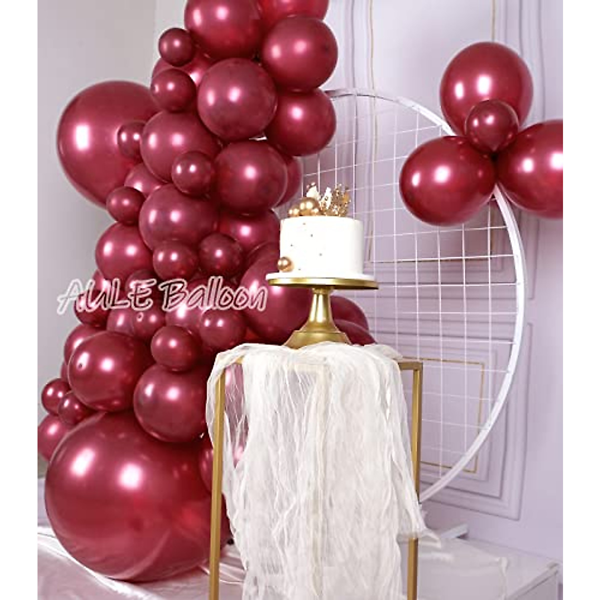 AULE 100 Pcs Metallic Burgundy Balloons Different Sizes 18/10/5 inch Maroon Chrome Latex Shiny Helium Balloons Party Decoration for Birthday Wedding Baby Shower Graduation Anniversary