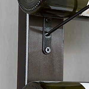 DCIGNA Wall Mounted Wine Rack Wooden, Barrel Stave Wine Rack, Wood Wine Bottle Holder Rack, Imported Pine Wood and Metal - 6 Bottles 40x7.6inch (Red Wine Color)