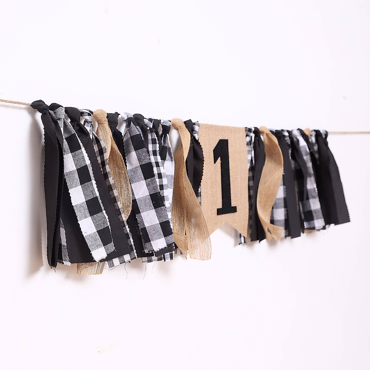 WAHAWU Lumberjack Banner for 1st Birthday - Highchair Banner for First Birthday Party, Theme Garland for Birthday Decoration, Photo Booth Props (Lumberjack Highchair Banner Black)