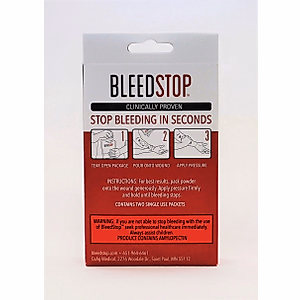 BleedStop™ First Aid Powder for Blood Clotting, Trauma Kit, Blood Thinner Patients, Camping Safety, and Survival Equipment for Moderate to Severe Bleeding Wounds or Nosebleeds - 4 (20g) Pouches