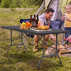 FDW Folding Half Portable Foldable Table for Parties Backyard Events (White, 6 FT 70 * 29) (Black, 6 FT)