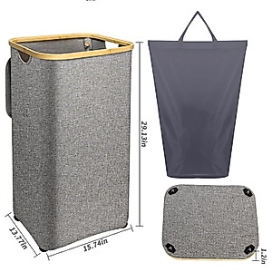 100L Rolling Laundry Basket with Wheels and Handle, Laundry Hamper with Lid and Removable Bag, Foldable Laundry Hamper on Wheels, Large Tall Laundry Basket for Bedroom, Bathroom, Laundry Room(Grey)