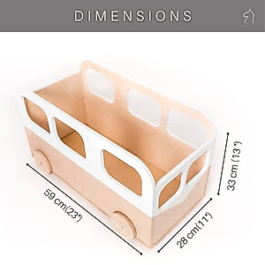 EWART WOODS Wooden toy box with wheels Kids storage book bin nursery bookshelf baby room furniture bookcase organizer on wheels