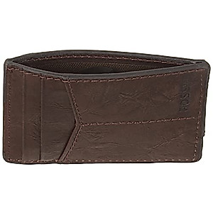 Fossil Men's Ingram Leather Magnetic Card Case with Money Clip Wallet, Brown, (Model: ML3235200)