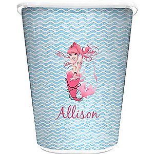 RNK Shops Mermaid Waste Basket - Single Sided (White) (Personalized)