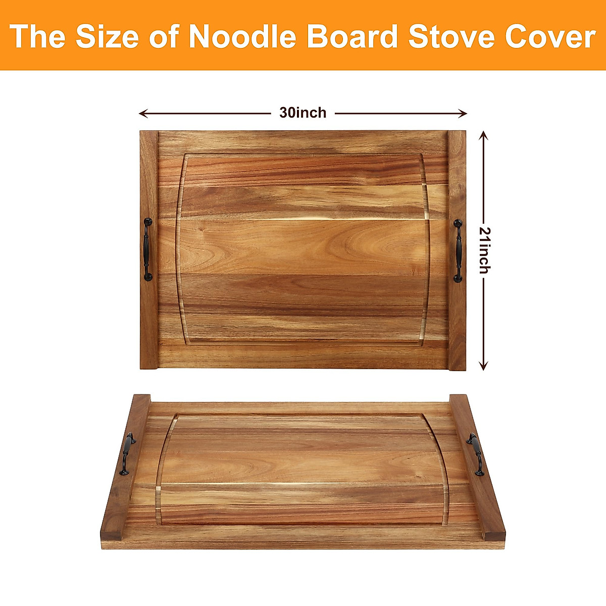 Nisorpa Noodle Board for Gas Stovetop Multifunctional Cover and Tray Noodle Board Stove Cover, Gas Burners Stove Cover Board With Handles,Wood Electric Cooktop Cover Stove Top Protector 30"L x 22"W