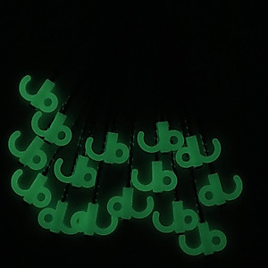 15Pcs Dortanmy 25cm Luminous Metal Camping Tent Pegs with Glow in The Dark Plastic Stopper, Threaded Glow in The Dark Camping Tent Stakes, Durable Steel Glow-in-The-Dark Garden Ground Anchor Pegs