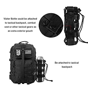 WICHEMI MOLLE Water Bottle Pouch Minimalist Adjustable Straps Tactical Water Bottle Holder Kettle Pouch Belt Bottle Carrier Bag for 17-84 Oz Water Bottle (Black)