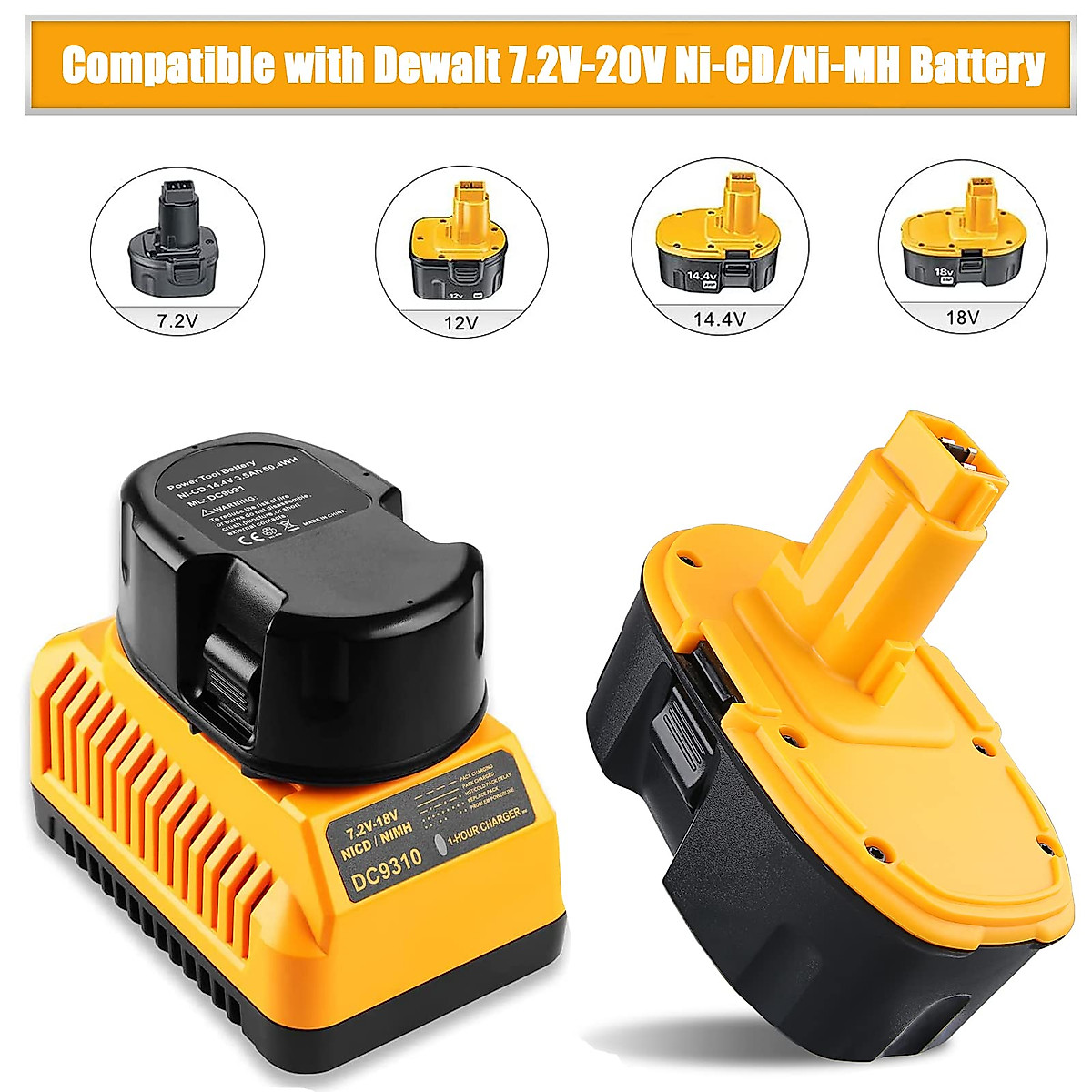 Xmenany 4600mAh DC9096 18V Battery Replacement for Dewalt 18-Volt Battery Pack XRP DW9095 DW9096 DW9098 DE9039 DE9095 DE9096 DE9098 DC9099 DC9098(NiMh) 1Pack