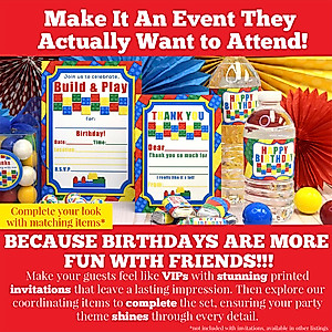 Building Blocks Birthday Party Invitations, 20 5x7 Fill In Cards with Twenty White Envelopes by AmandaCreation