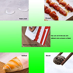 Nonstick Parchment Paper Roll for Baking, Reusable Food Grade Waterproof&Oilproof Wax Paper, 12" x 66' Heavy Duty Roasting Pan Liner for Oven Air Fryer Kitchen Barbecue[White]