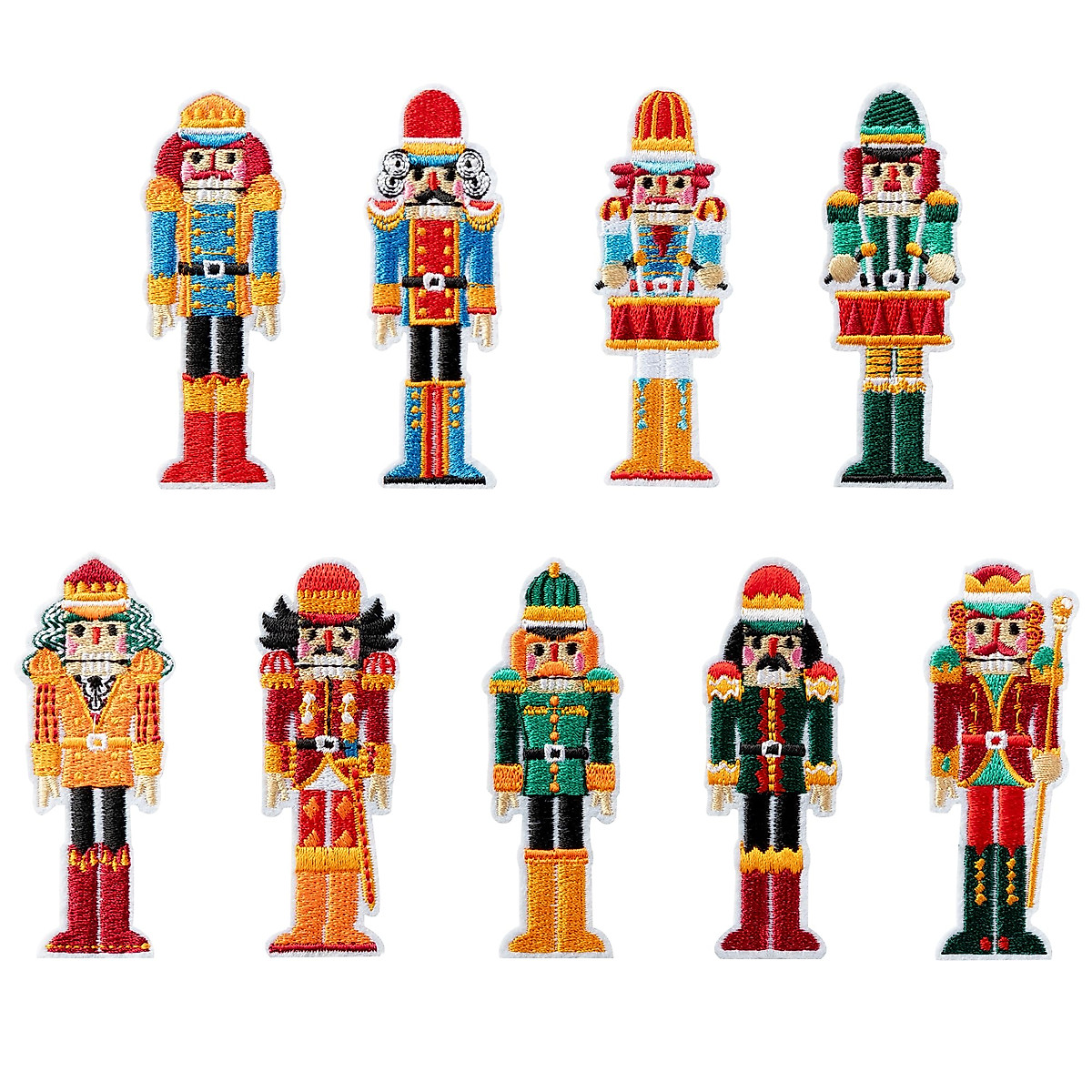 Kirako 9 Pcs Christmas Nutcracker Iron on Patches Colorful Soldier Figures Sew on Embroidered Applique Repair Patch DIY Crafts Gifts for Xmas Winter Holiday Birthday New Year Eve Clothing Backpack Hat