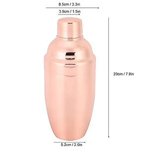 304 Brushed Stainless Steel Cocktail Martini Shaker Built-in Bartender Strainer Bar Drink Mixer Gift Martini Kit Gold(1#)