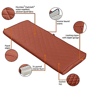 Classic Accessories Montlake FadeSafe Water-Resistant 54 x 18 x 3 Inch Outdoor Quilted Bench Cushion, Patio Furniture Swing Cushion, Spice