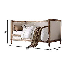 Benzara Wooden Daybed, Cream and Brown
