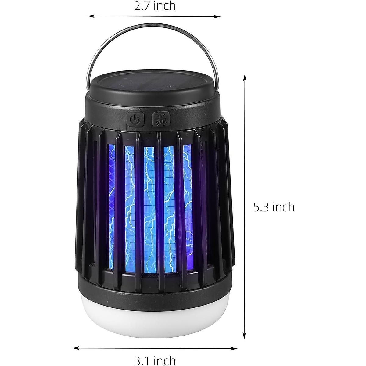 2 Pack Solar Bug Zapper Outdoor Waterproof Mosquito Zapper for Patio Home Camping, 3 in 1 Cordless Mosquito Light Killer Portable Small Bug Zapper - Camping Light, Mosquito Killer, Flashlight (Black)