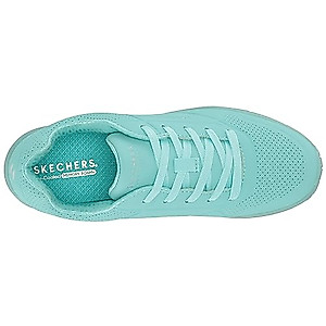 Skechers Kids Girls Uno Ice Sneaker, Turquoise, 2 Little Kid