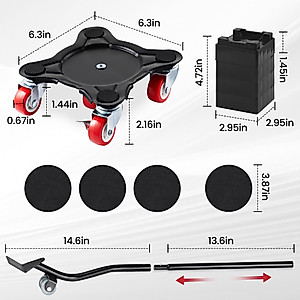 Furniture Dolly Upgrade Large, Furniture Movers with 5 Wheels Rubber Universal (360° Rotatable), 3300lbs/1500kg Load Capacity Moving Dolly & Furniture Lifter Tool, Carbon Steel Panel Heavy Duty Dolly