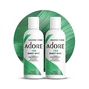 Adore Semi Permanent Hair Color - Vegan and Cruelty-Free Green Hair Dye - 4 Fl Oz - 194 Sweet Mint (Pack of 2)
