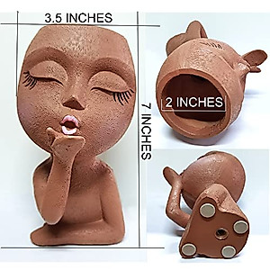 LovTocTic Head, Face Planters, Kissing Girl Flowerpot, Lady Head Flower Pot, Female Kiss Faces Small Resin Art Succulent Pots for Indoor Outdoor Plants, Kissy Brown