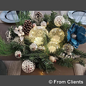 Crackle Globe LED Lamp Battery Operated, Lighted Glass Orb for Festival Christmas Decoration, Gold Mercury Glass Ball Light for Living Room Indoor, Glowing Night Light Ball Lamp, Sphere Table Lamp