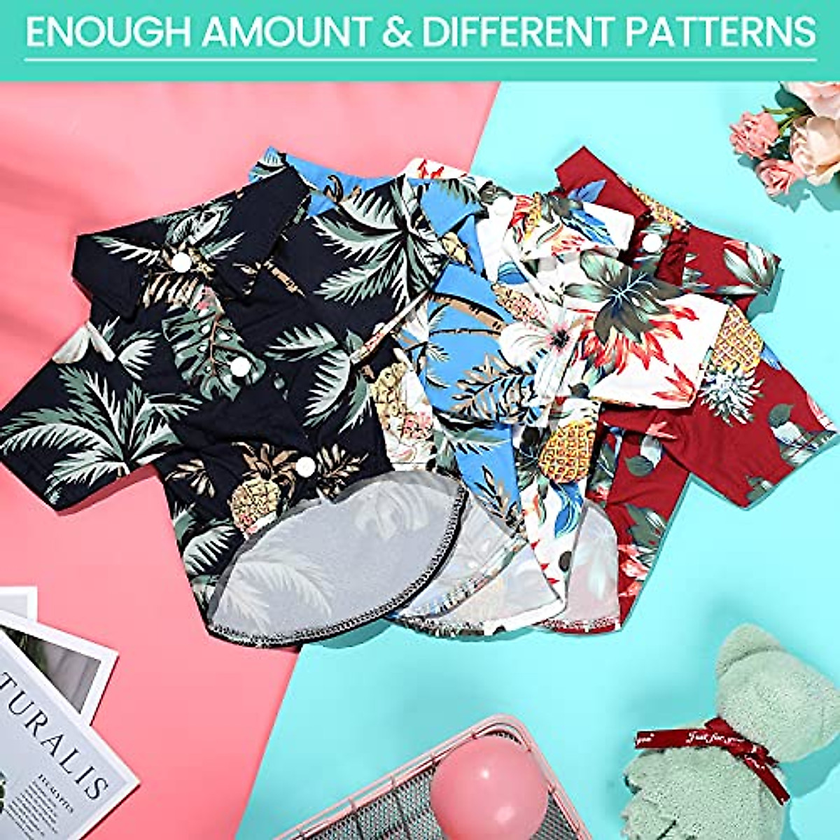 4 Pieces Summer Pet Shirts Hawaii Style Floral Dog T-Shirt Hawaiian Puppy T-Shirts Breathable Pet Cool Clothes Beach Seaside Dog Shirt Sweatshirt for Dogs Pet Puppy (Small)