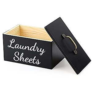 Welltop Dryer Sheet Holder, Dryer Sheet Dispenser with Lid for Laundry Room Organization, Farmhouse Laundry Dryer Sheets Holder for Laundry Decor, Wooden Fabric Softener Dispenser Laundry Container