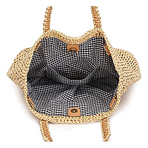 Lam Gallery Women's Straw Tote Shoulder Bag Summer Beach Bags Large Capacity Woven Handbag (Natural Color)