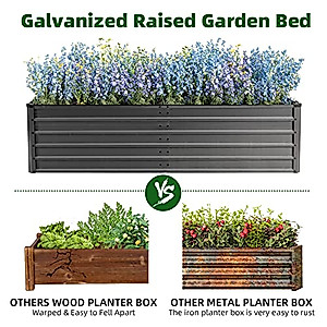 GRAVFORCE Galvanized Raised Garden Bed with Cover, 8x4x2ft Metal Raised Planter Box Outdoor with Greenhouse for Vegetables, Flowers, Herbs, and Fruits, Rectangular Planter Raised Beds Kit for Garden
