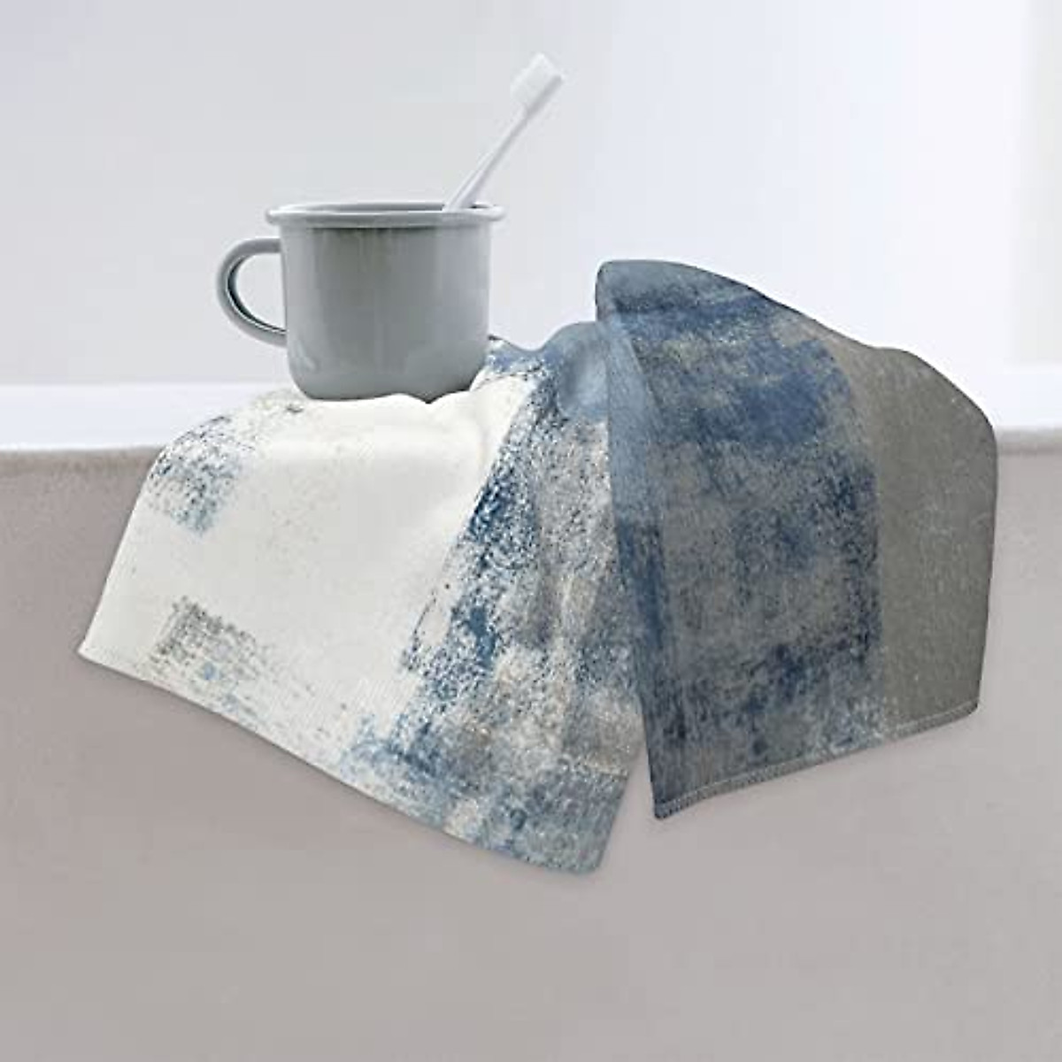 SUPLUCHOM Hand Towel Blue Gray Modern Art Abstract for Bathroom Kitchen Microfiber Fingertip Bath Towels 16 x 27.5 Inch Soft Decorative Home Hotel Gym Laundry Room