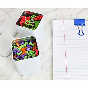 Cornucopia Square White Metal Tins (6-Pack); for Tea, Gift Boxes, and Storage, 3-Inch Tall, 1-Cup Capacity