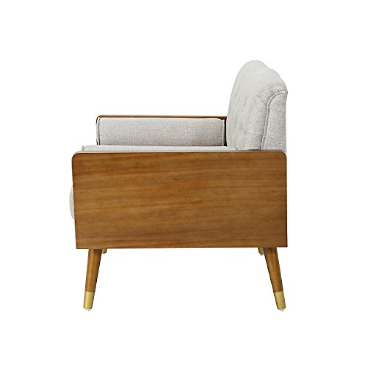 Christopher Knight Home Greta Mid Century Modern Fabric Club Chair, Beige, Dark Walnut 30.5D x 37.75W x 33H in