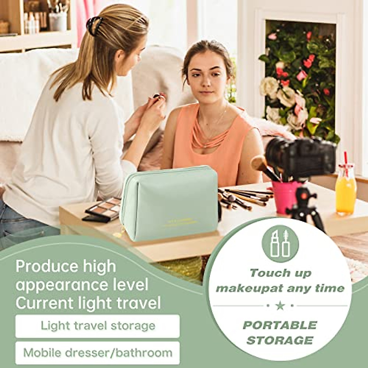 LOXITP With Hook Portable Women's Clear Makeup Bag,Waterproof Travel Toiletry Bag,Bring Zipper Skincare Cosmetic Bag,Toiletries Organizer Tote Storage Bag PU and TPU Materia (p4)