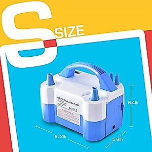 YIKEDA Electric Air Balloon Pump, Portable Dual Nozzle Electric Balloon Inflator/Blower for Party Decoration,Used to Quickly Fill Balloons - 110V 600W [Blue]