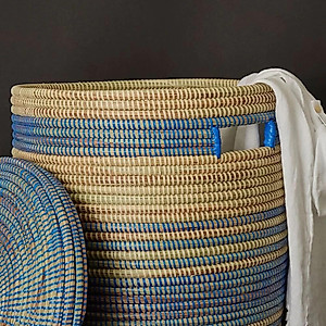 Senegalo Medium Storage Basket Blue Stripe