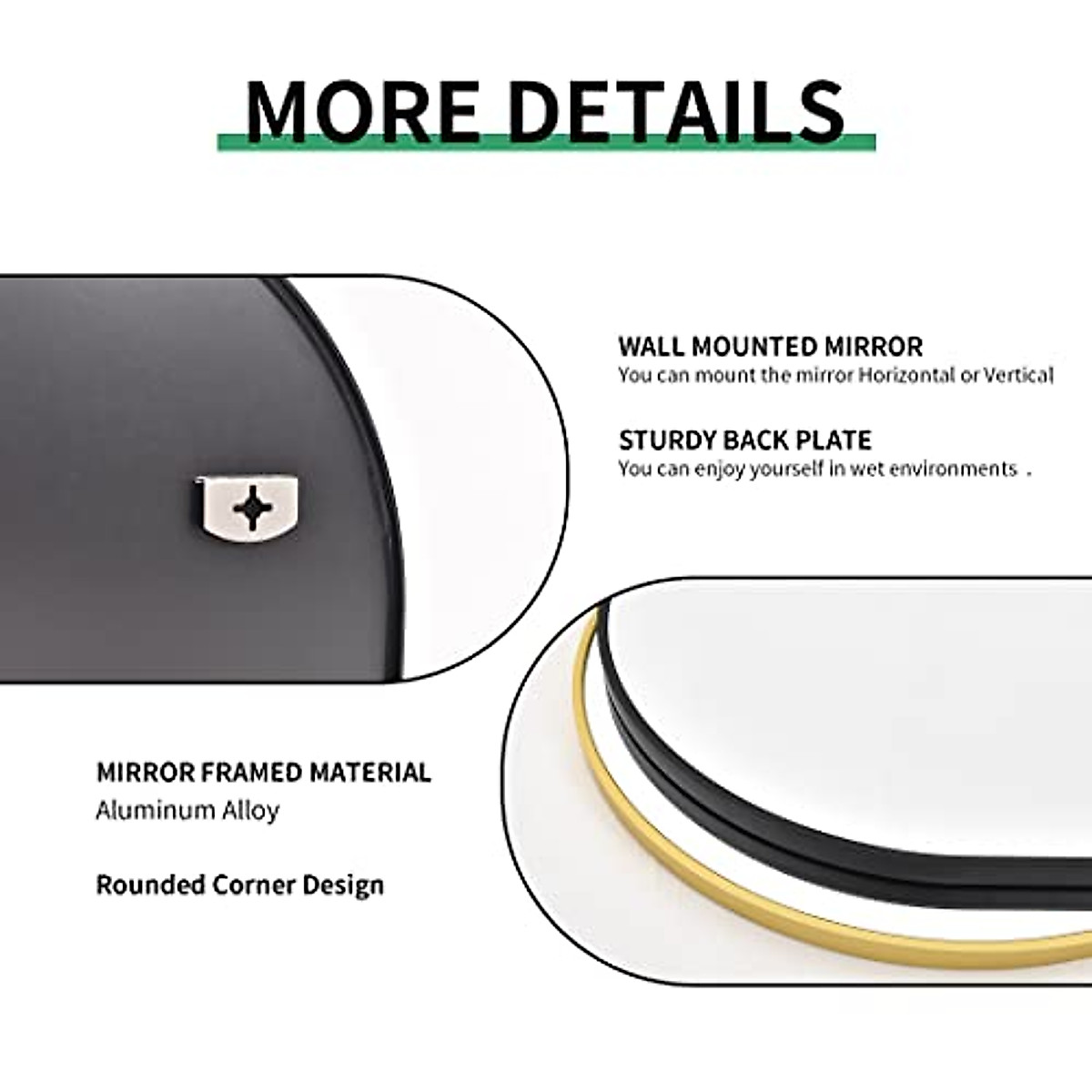 COFENY Oval Mirror, 20"x28" Black Bathroom Mirror with Metal Frame, Wall Mount Mirrors Decor Modern Hanging Mirror for Bedroom Living Room、Entryway