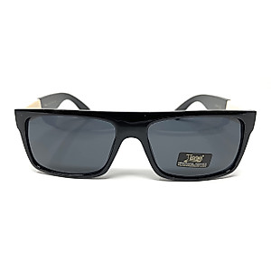 Locs 91156 Black Sunglasses | Authentic Gangster Squared Flat Top Ivory Arms Shades