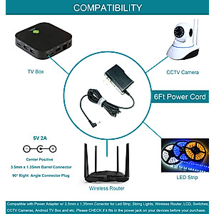 5V DC 2.0A Wall Adapter AC Power Supply 5V DC 2A 3.5mm/1.35mm Class 2 Transformer