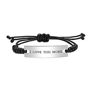 Kisseason Inspirational Mantra Bracelet Jewelry Adjustable Friendship Bangle Bracelet (I LOVE YOU MORE)