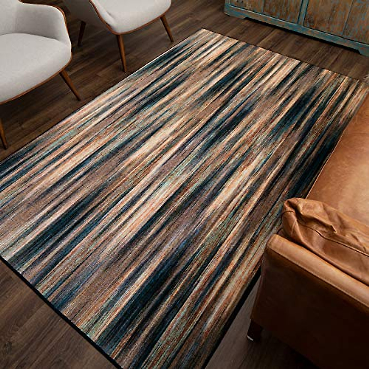 Mohawk Home Kearney Navy Area Rug, 5'x8', Tan
