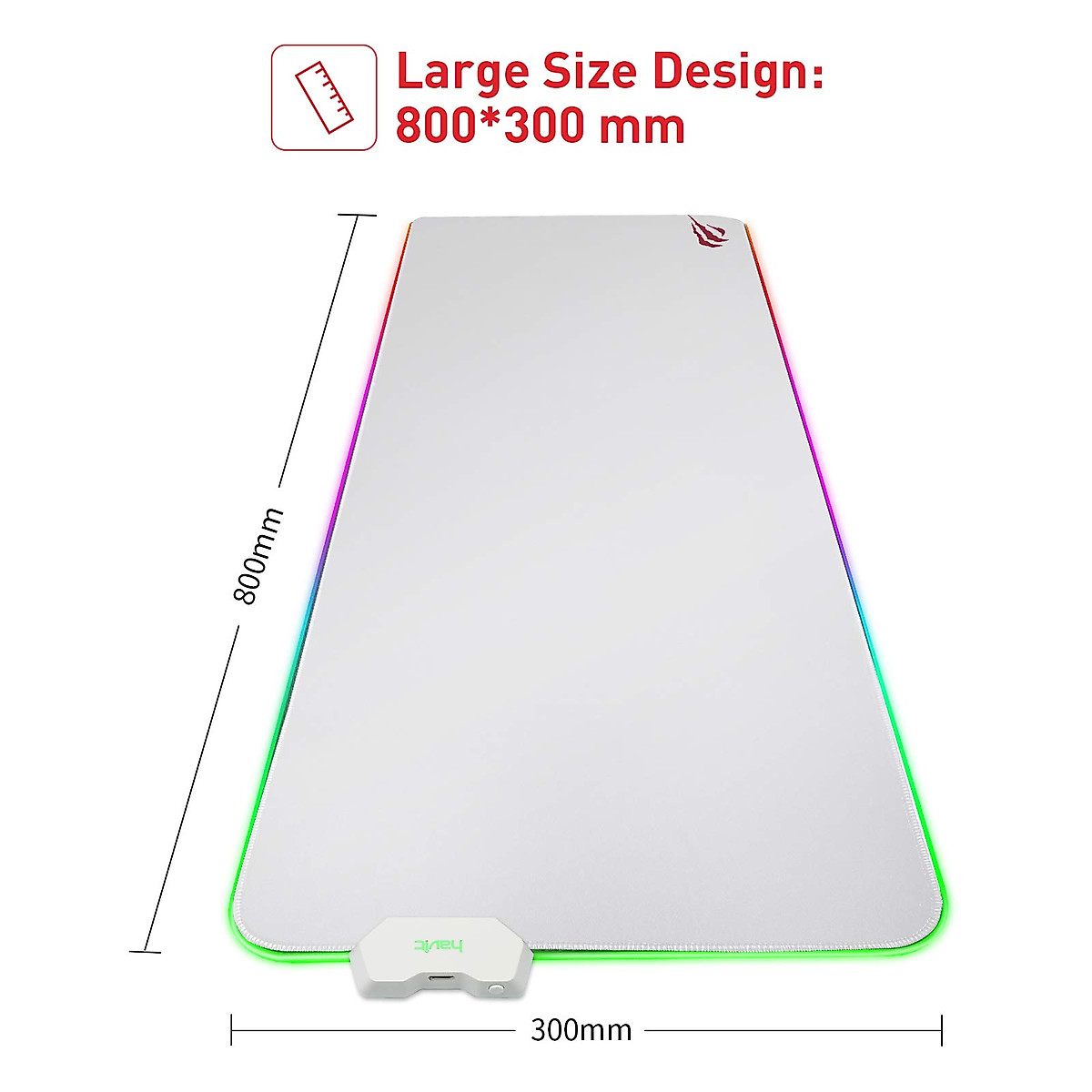 havit RGB Gaming Mouse Pad Soft Non-Slip Rubber Base Mouse Mat for Laptop Computer PC Games (31.5 X 11.8 X 0.16 inches, Light Grey)