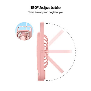 TOPK 2 Pack 5000mAh Portable Desk Fan, Ultra-thin Strong Wind Digital Display 4 Speeds Adjustable Small Silent Battery Powered Personal Fan for Bedroom, Office, Travel, Library, Outdoor