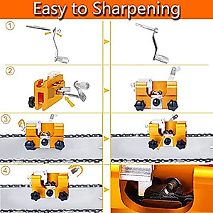 Chainsaw Sharpening Jig, Chain Saw Sharpener Tool with 3Pcs Tungsten Carbide Chainsaw Sharpener Bits, Hand-Crank Fast Chainsaw Chain Sharpening Jig Kit for 4"-22" Chain Saws, Lumberjack, Garden Worker