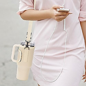 Stanley Water Bottle Carrier Bag - Neoprene Holder for Simple Modern Stanley 40 oz Tumbler with Adjustable Strap, Perfect for Hiking, Traveling, and Camping Beige