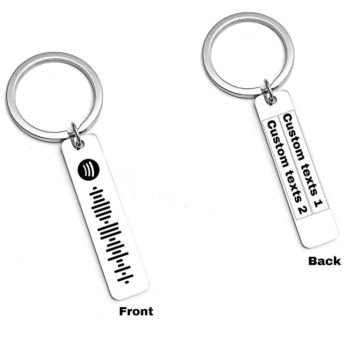 Custom Scannable Spotify Code Keychain Personalized Spotify Music Song Code Key Ring Personal Anti-Lost Name Phone Number Keychains Drive Safe Car Keyring for Men & Women Gifts