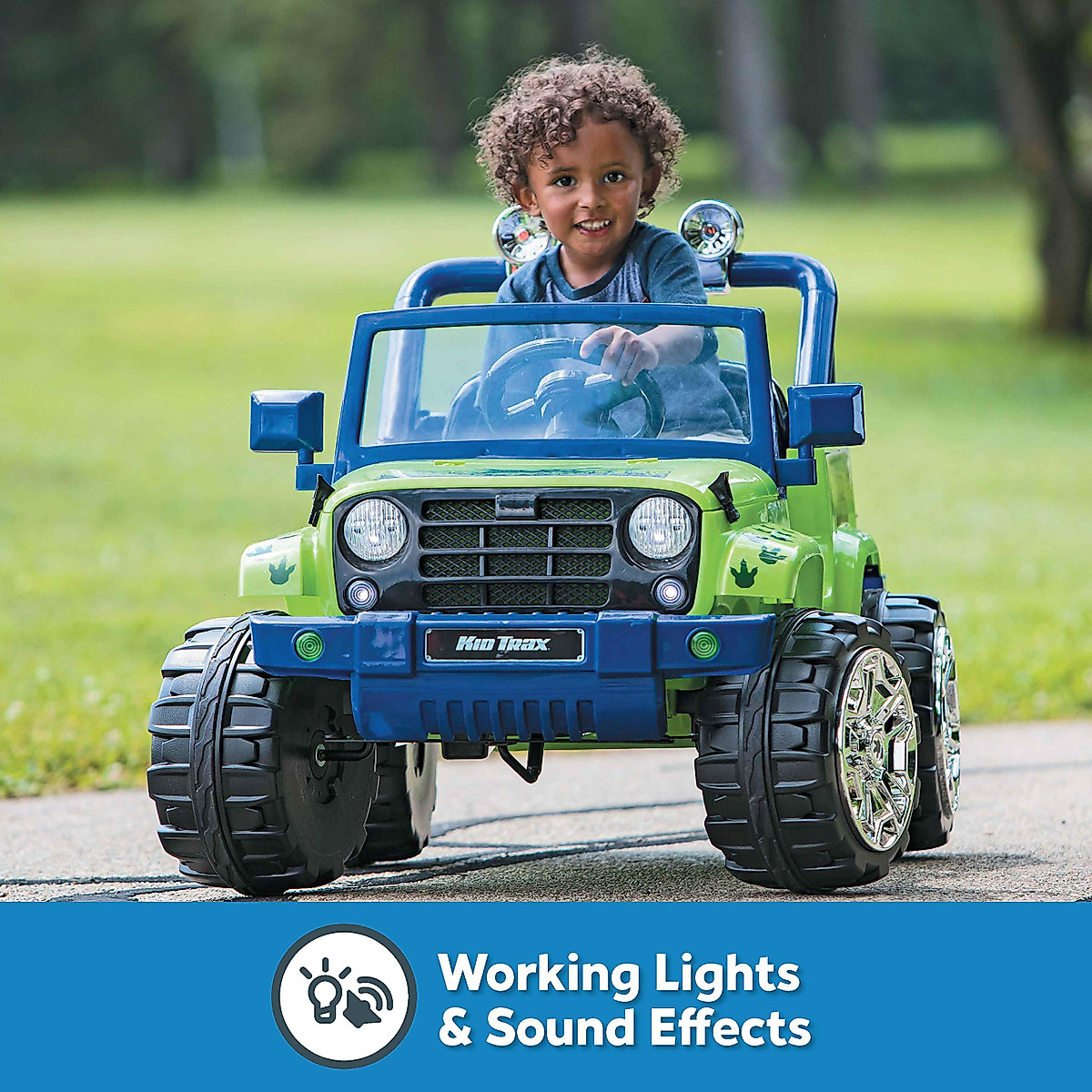 Kid Trax 4x4 Tracker Electric Ride On Toy, 3-5 Years Old, 6 Volt, Max Weight 60 lbs, Dino Tracker Green