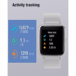 ASIAMENG Smart Watch for iOS and Android Phones IP68 Waterproof, Fitness Tracker Watch with Heart Rate/Sleep Monitor Steps Tracker Calories Counter Smartwatch for Men Women