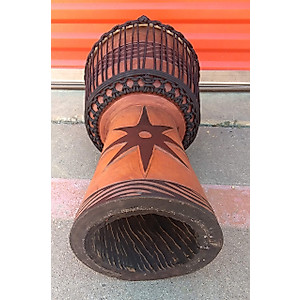 Large (M6) ~ 24" X 14" Djembe Deep Carved Hand Drum Bongo, STAR